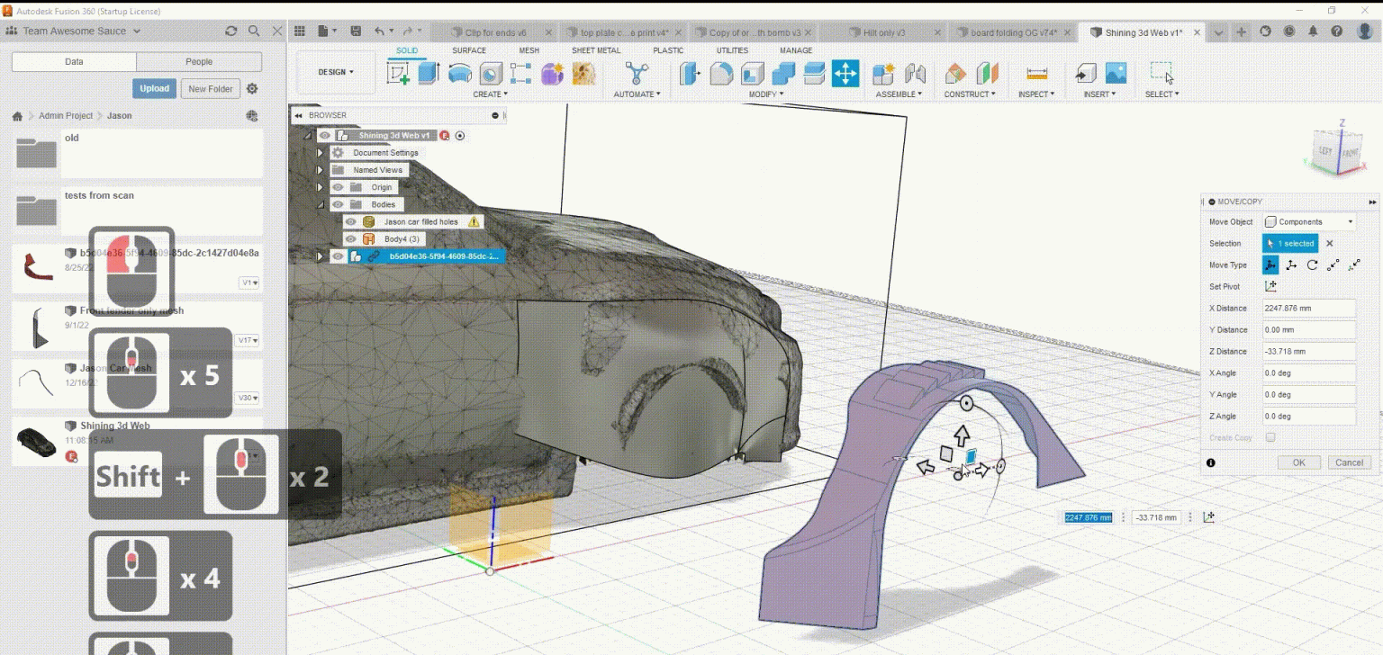 Reverse Engineering car parts with 3D Scanners and Softwares